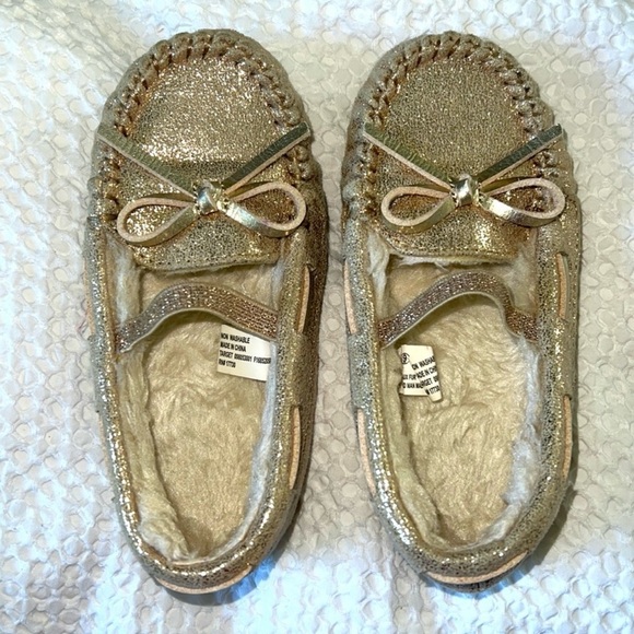 Target | Shoes | Target Sparkly Gold Moccasin Slippers For Little Girl ...
